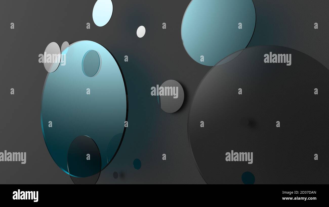 Azure metal and opaque circles and cylinders on colored background ...