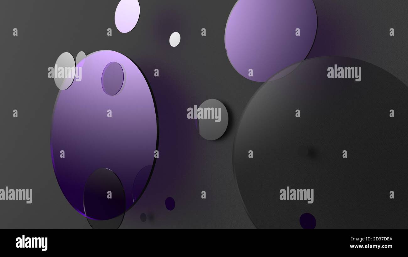 Violet metal and opaque circles and cylinders on colored background ...