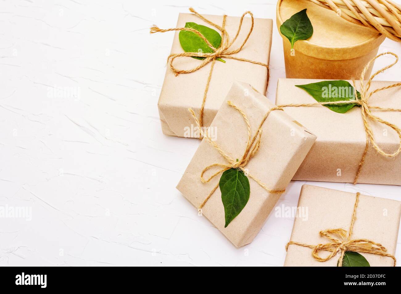 Zero waste gift concept. Creative arrangement frame of craft boxes and ...