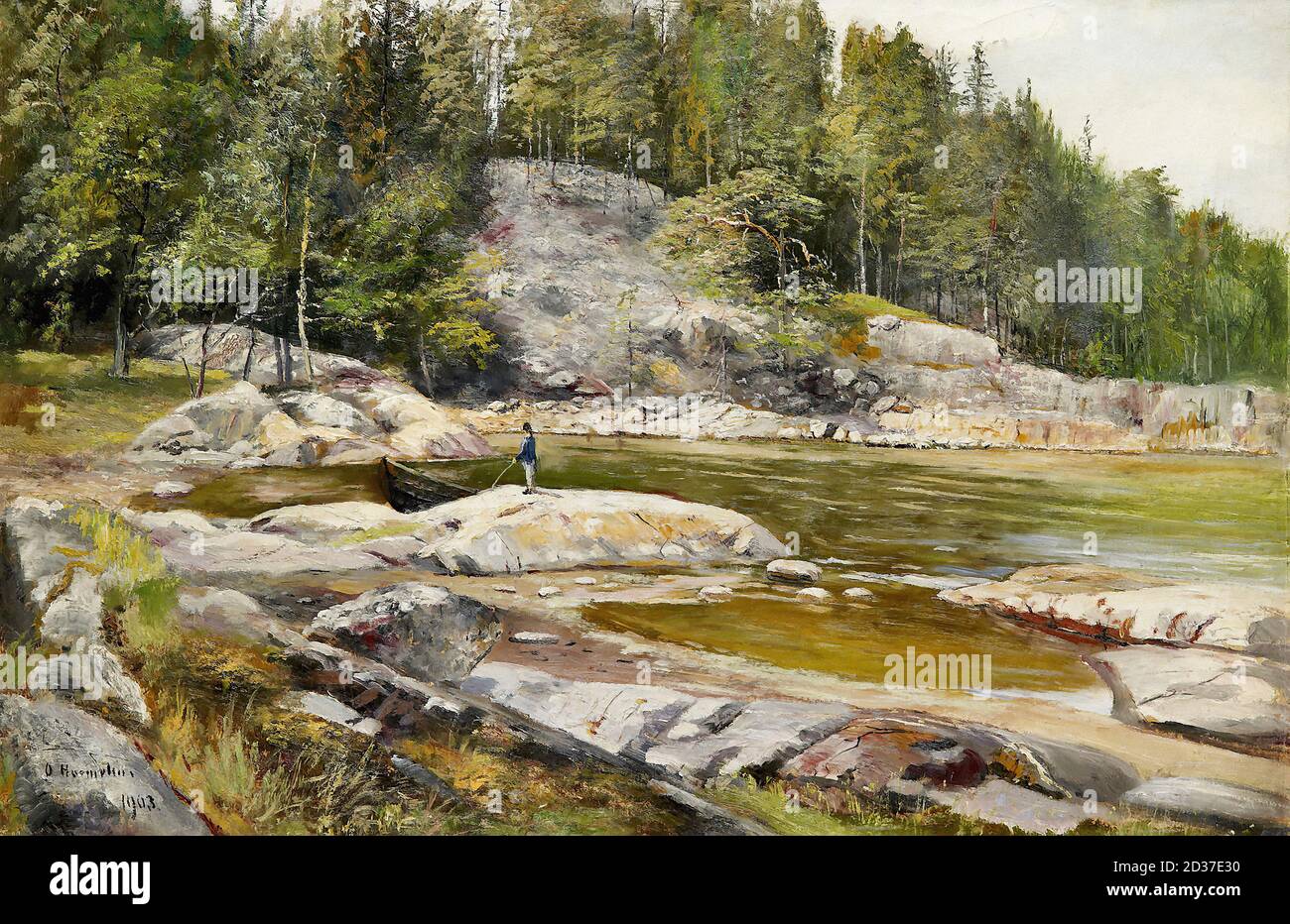 Hermelin Olof - Sommarlandskap Man VID Roddbåt - Swedish School - 19th ...