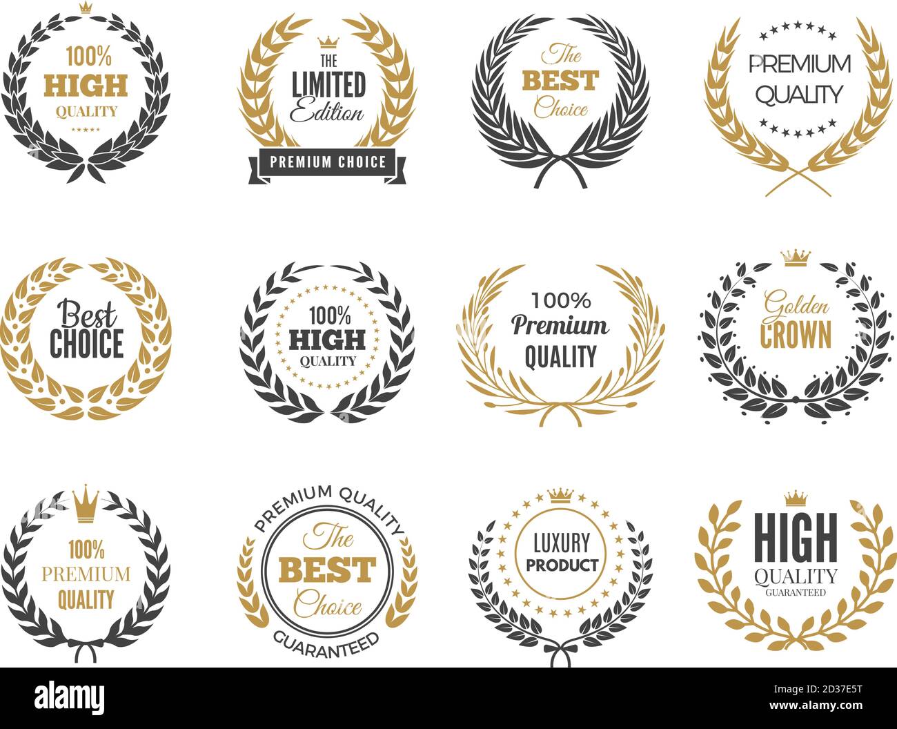 Premium round labels. Sale or victory emblem with round greek branches ...