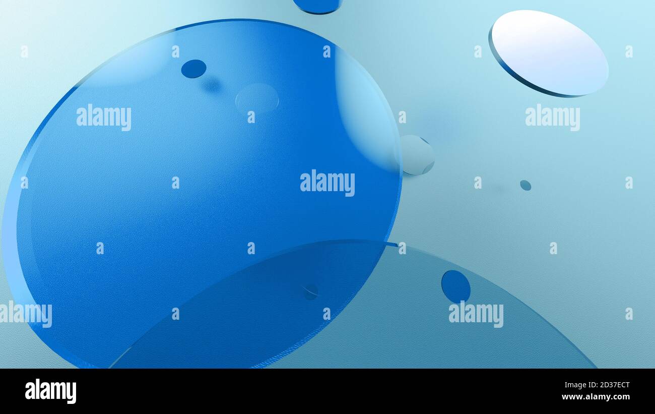 blue metal and opaque circles and cylinders on colored background ...