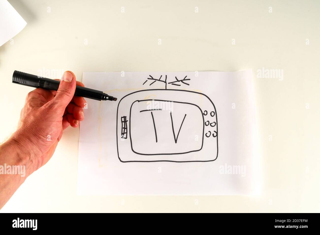 Close-up of sheet with drawing tv television Stock Photo - Alamy