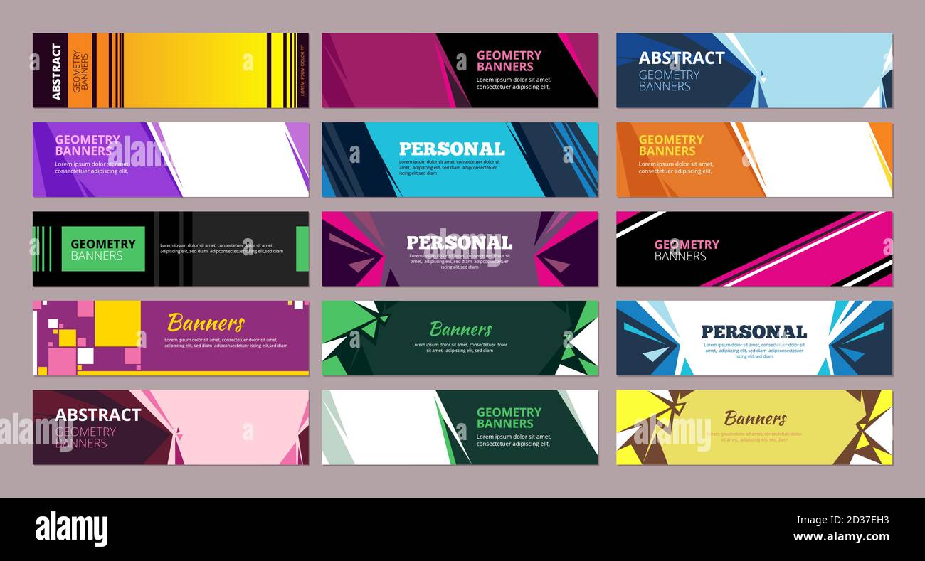 Colorful abstract banners. Geometric abstract forms with place for text ...
