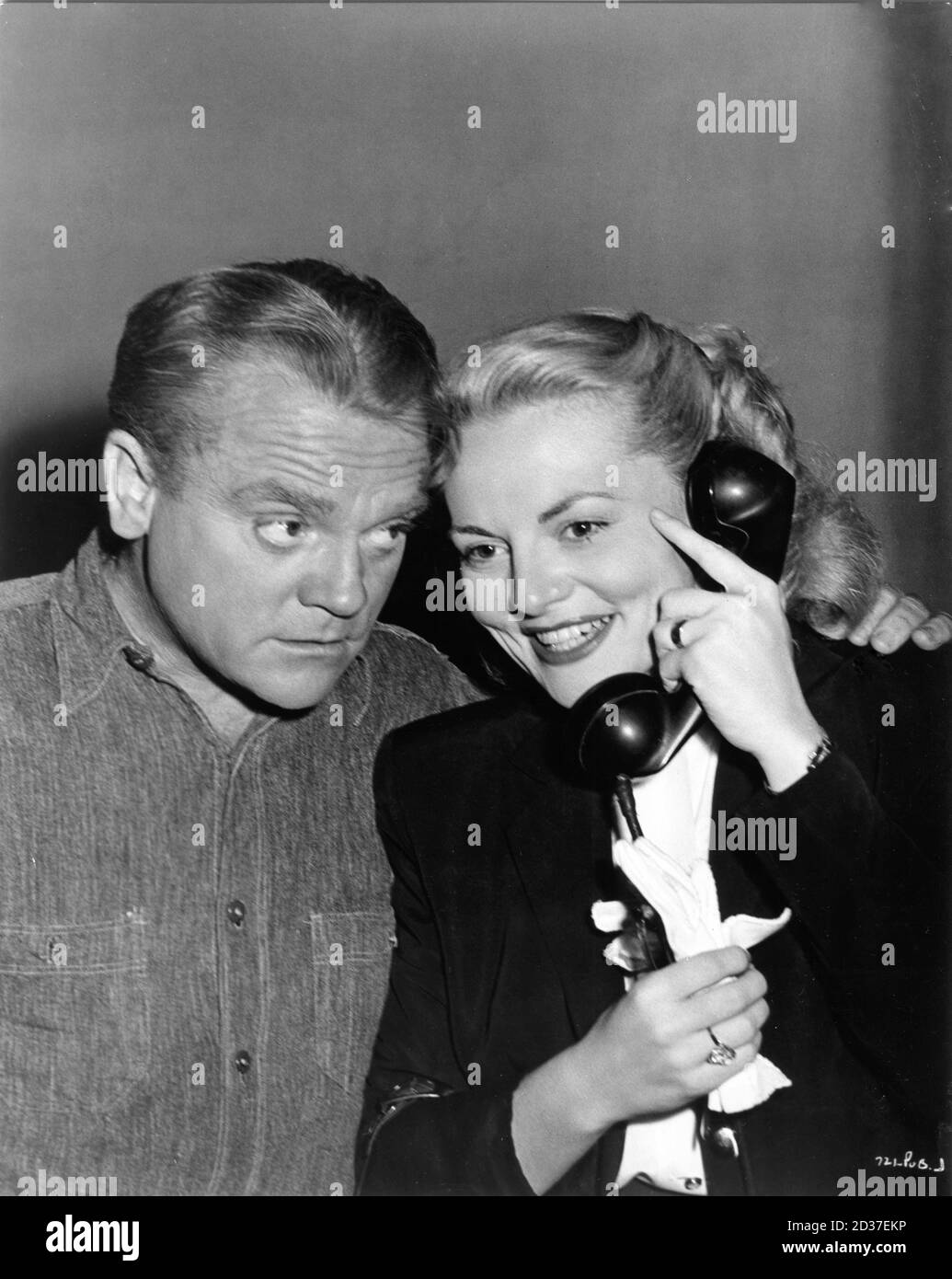 JAMES CAGNEY on set candid with set visitor sister JEANNE CAGNEY during ...