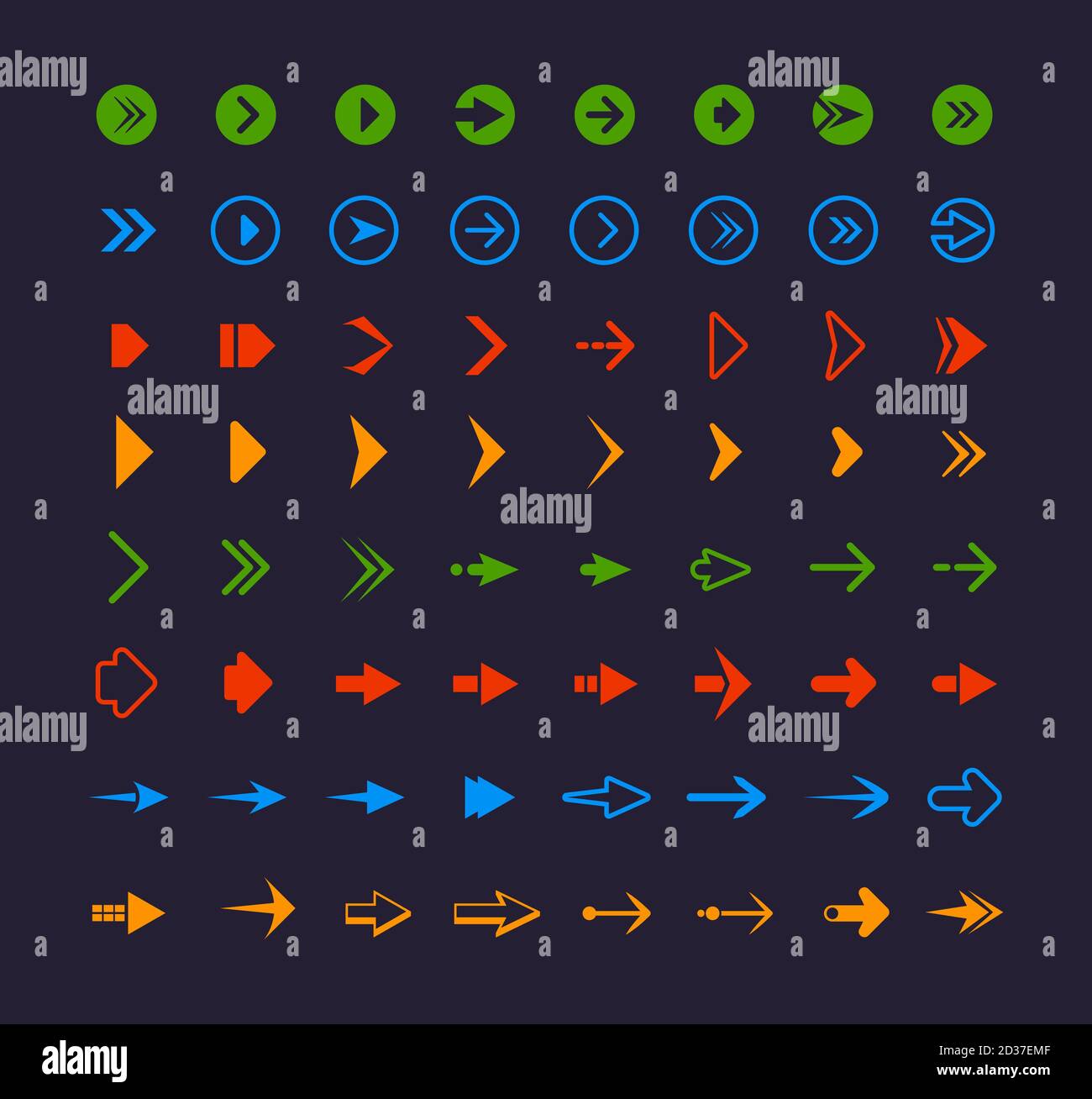 Colored web arrows. Infographic symbols for website app icons vector ...