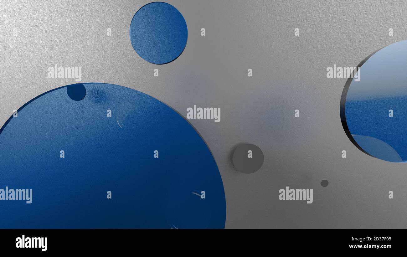 blue metal and opaque circles and cylinders on colored background ...