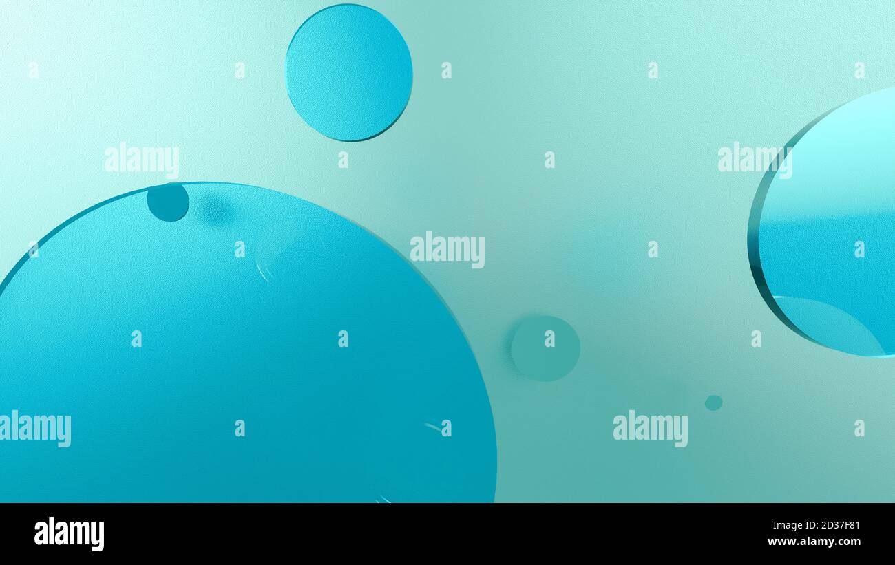 Azure metal and opaque circles and cylinders on colored background ...