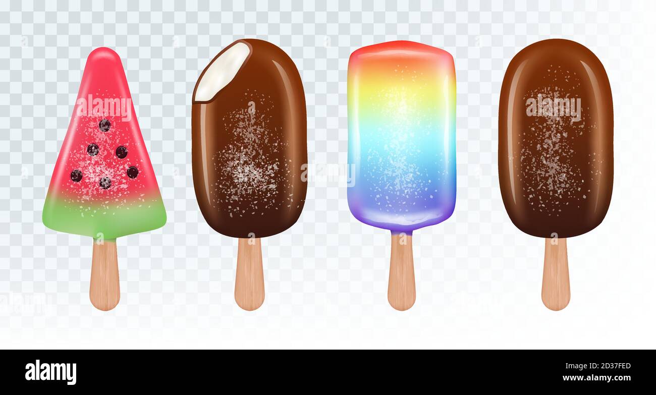 Eskimo ice cream vector set. Fruit ice and chocolate ice cream isolated ...