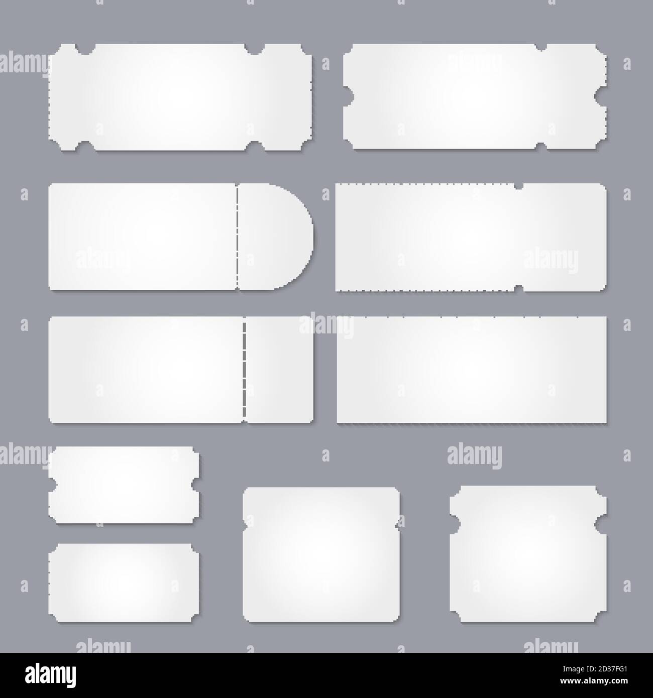 Tickets mockup. Entrance airplane or theatre entertainment tickets ...