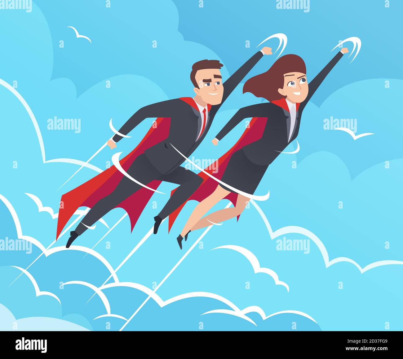 Business Superheroes Background Male In Action Poses Powerful Teamwork