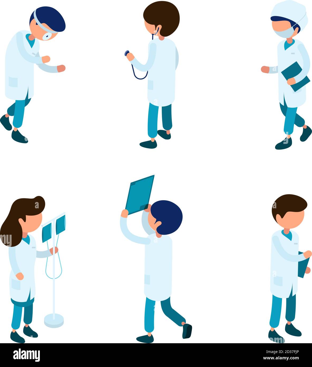 Doctors Isometric Medical Staff Paramedic Surgeon Ambulance Person
