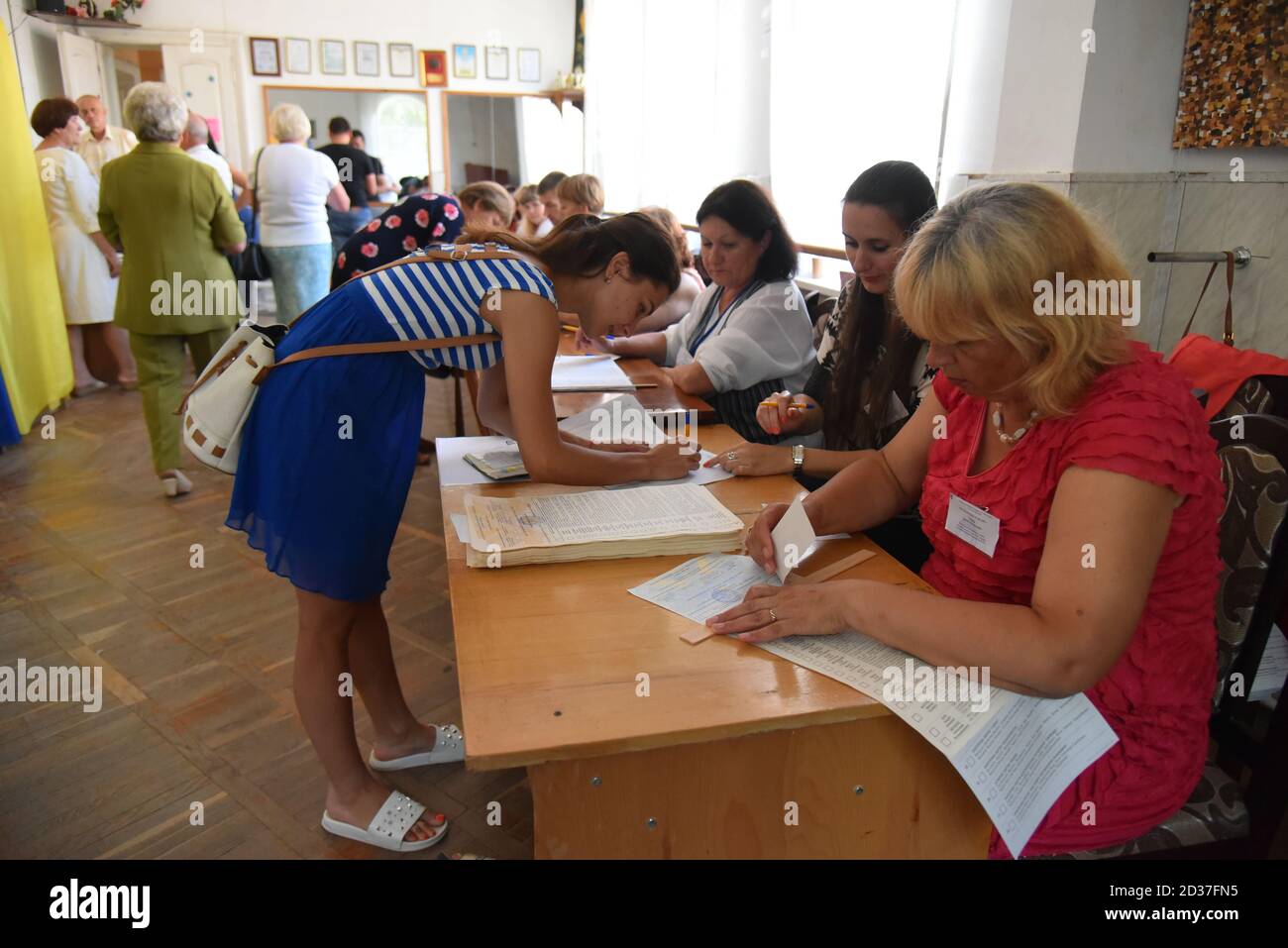 Sokal, Ukraine 21 July 2019. Ukraine elections in Sokal, wester region ...