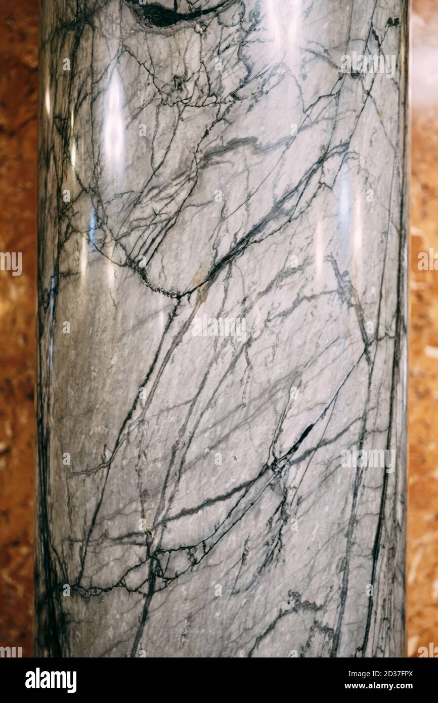 Close-up of patterns on a tall marble column Stock Photo - Alamy