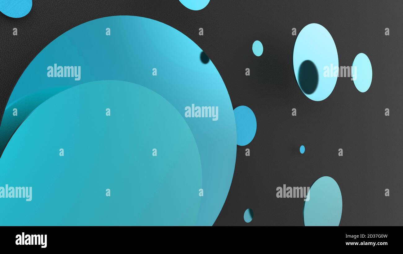 Azure metal and opaque circles and cylinders on colored background ...