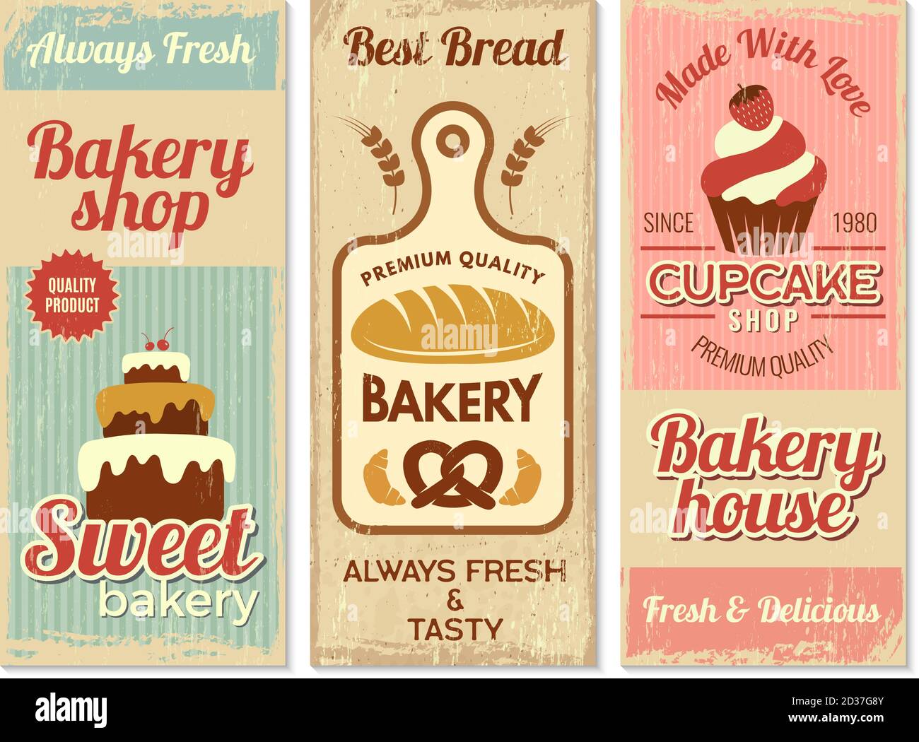 Bakery banners. Sweet cakes kitchen logotype for cooking projects ...