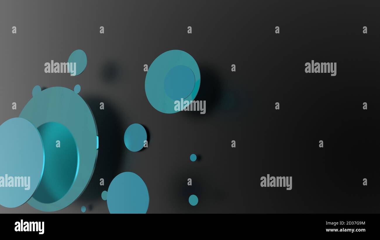 Azure metal and opaque circles and cylinders on colored background ...