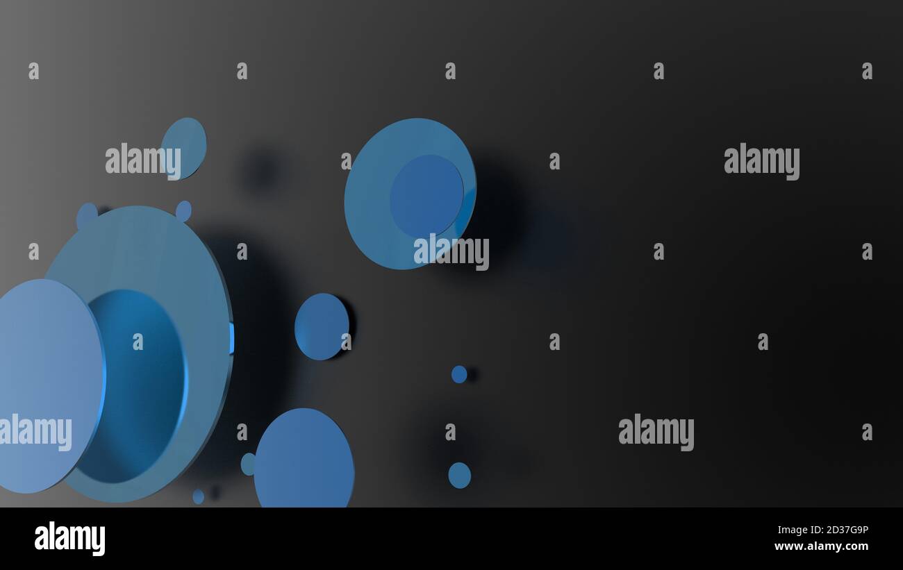 blue metal and opaque circles and cylinders on colored background ...