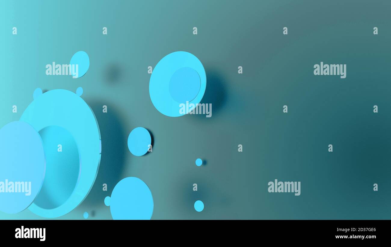 Azure metal and opaque circles and cylinders on colored background ...