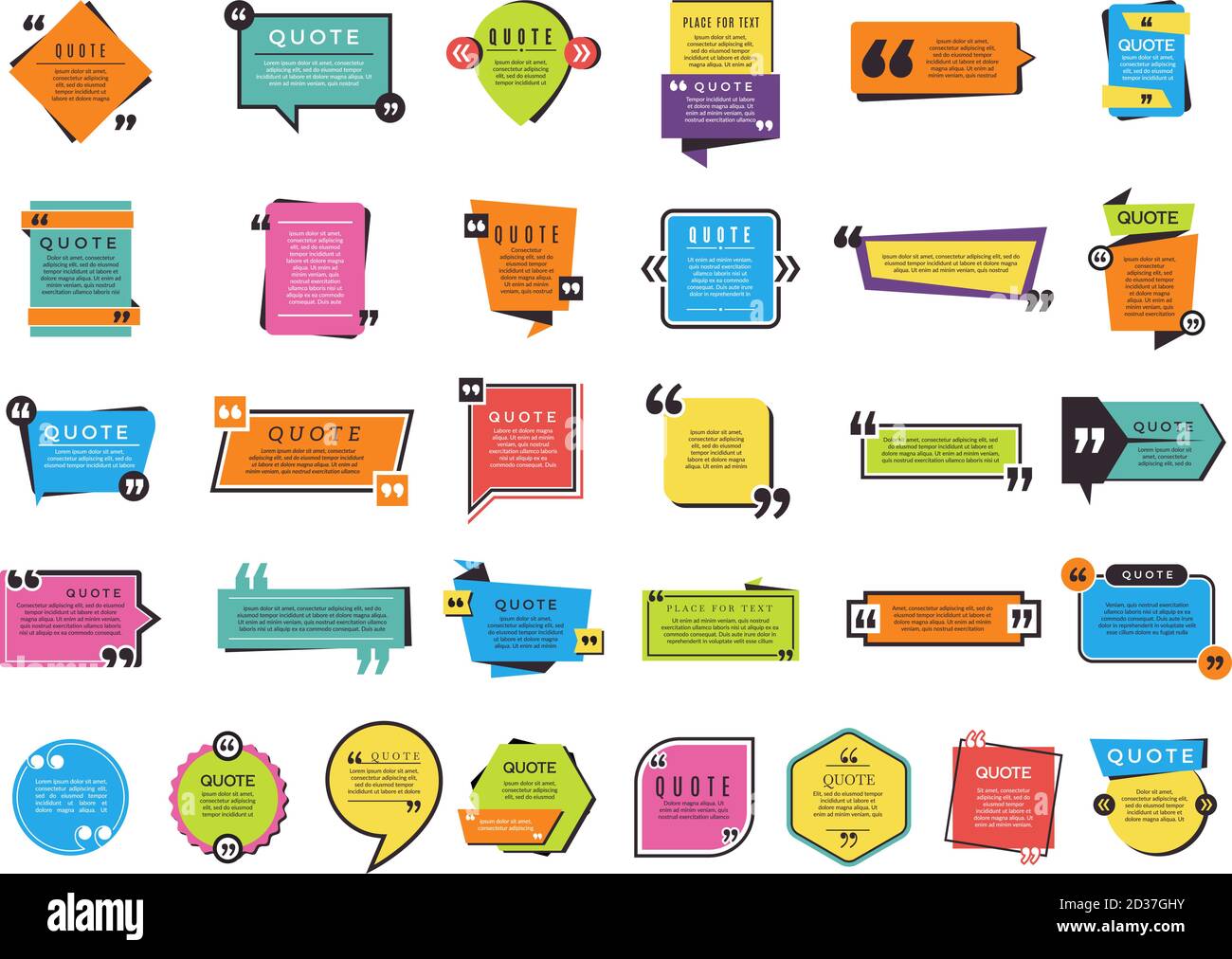 Quote shapes. Graphic forms for text notes and remarks vector ...