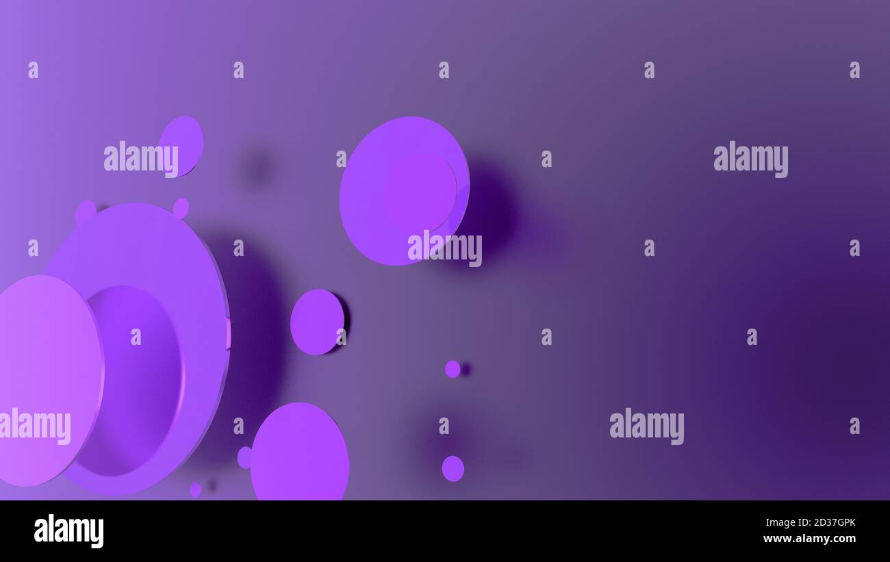 Violet metal and opaque circles and cylinders on colored background ...