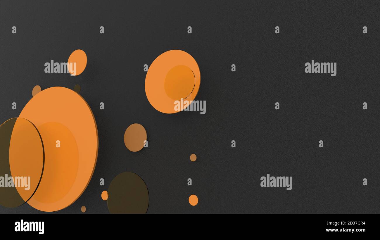 Orange metal and opaque circles and cylinders on colored background ...