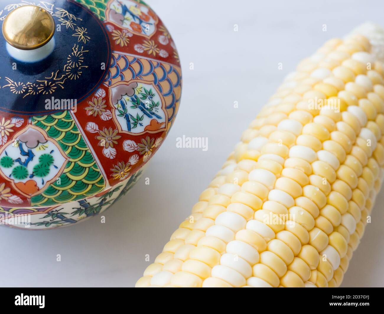 The Japanese porcelain and corn Stock Photo - Alamy