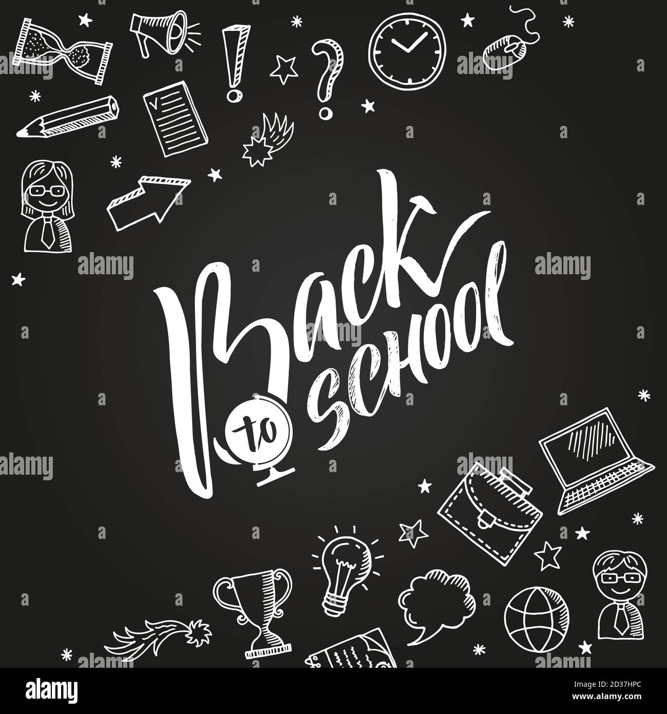 Back to school vector background with doodle education icons Stock ...