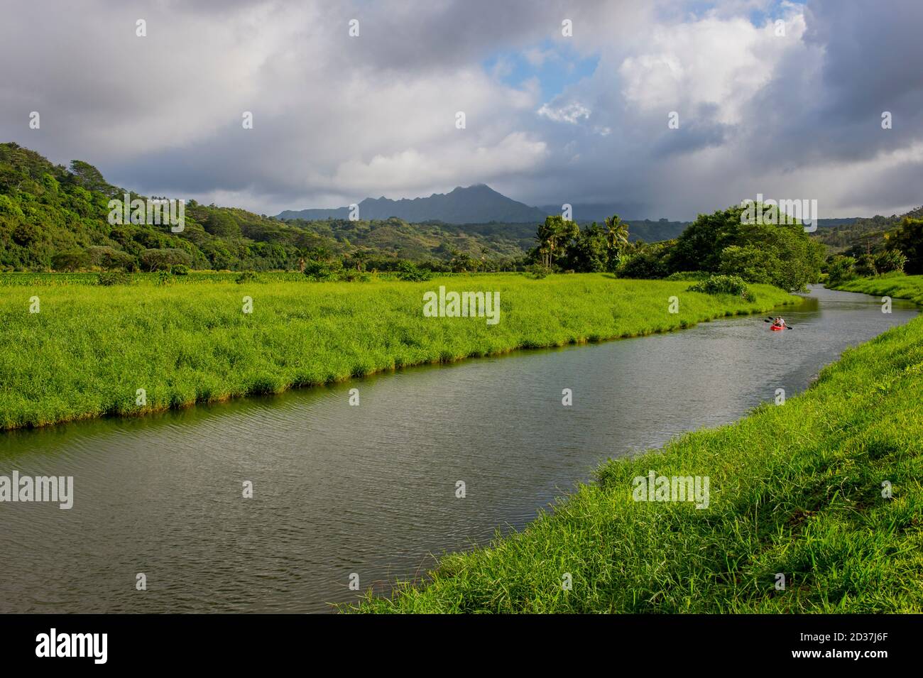 Hanalei valley with Hanalei River in the Hanalei National Wildlife ...