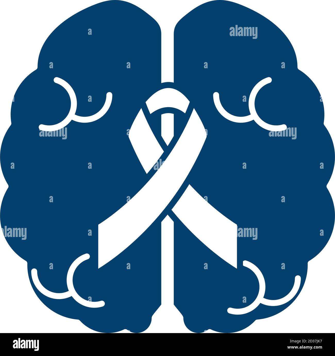 human brain medical ribbon support silhouette icon vector illustration ...