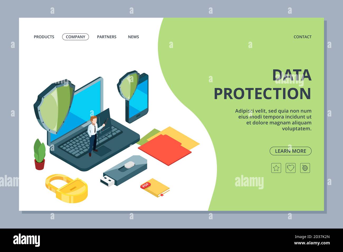 Cyber security isometric landing page information security hi-res stock ...