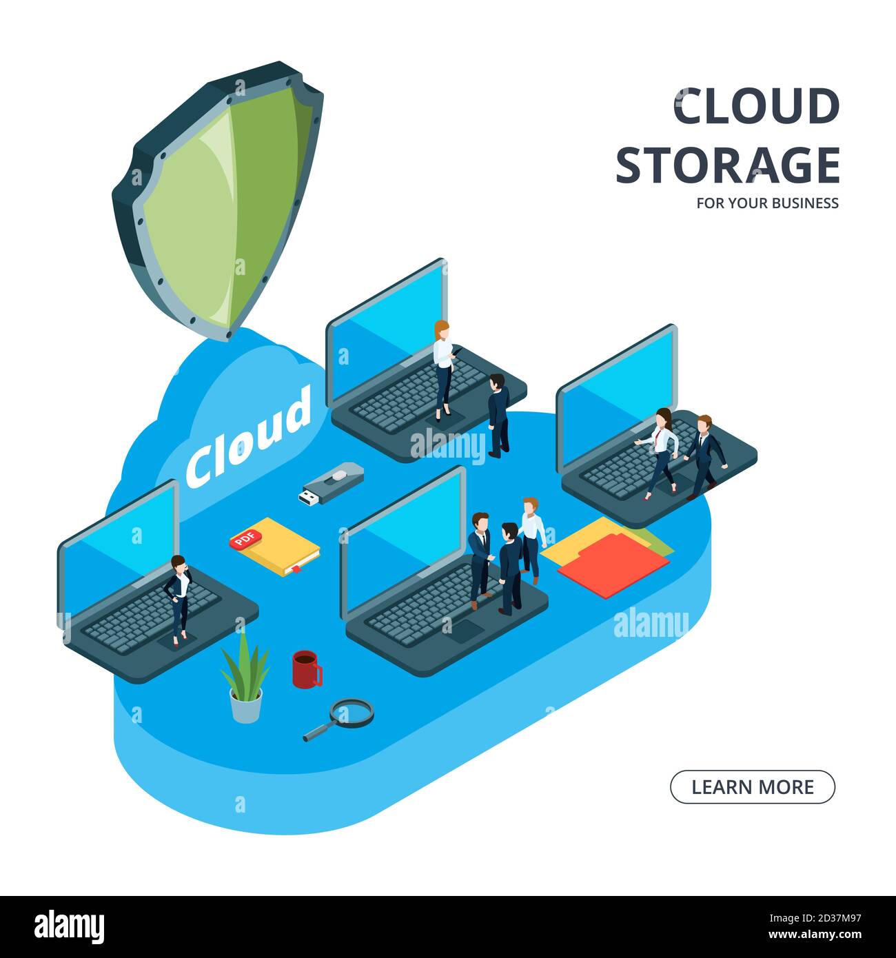 Cloud storage vector concept. Isometric business illustration. Business ...