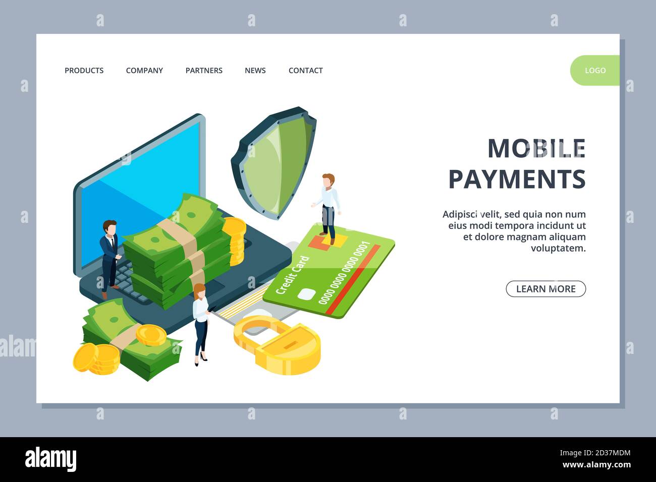 Mobile payments landing page. Isometric online banking vector web ...