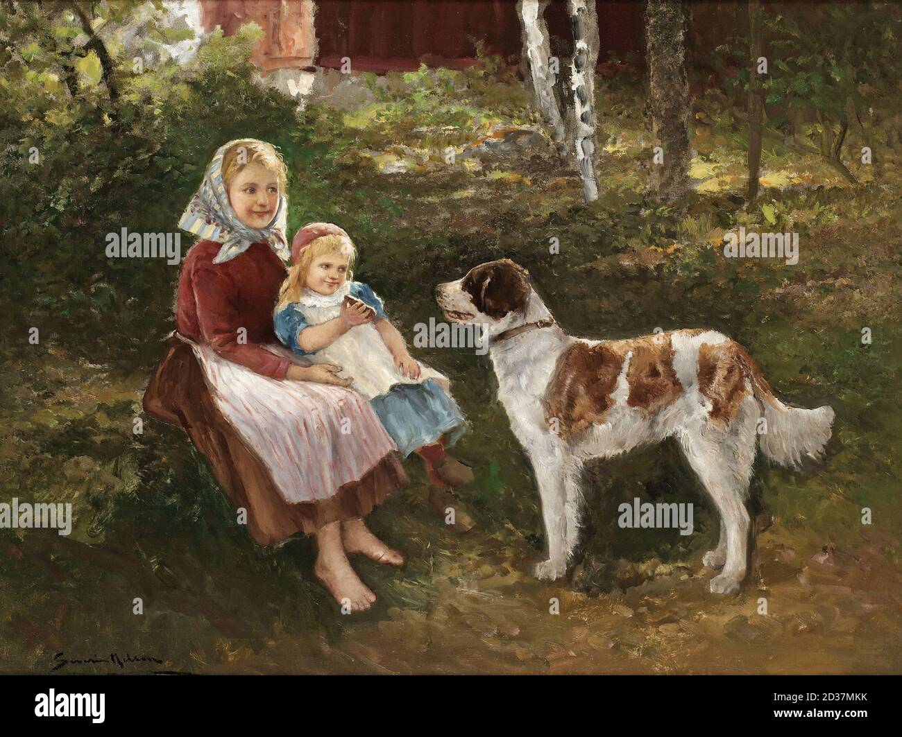 Nilson Johan Severin - Barn Och Hund - Swedish School - 19th Century ...