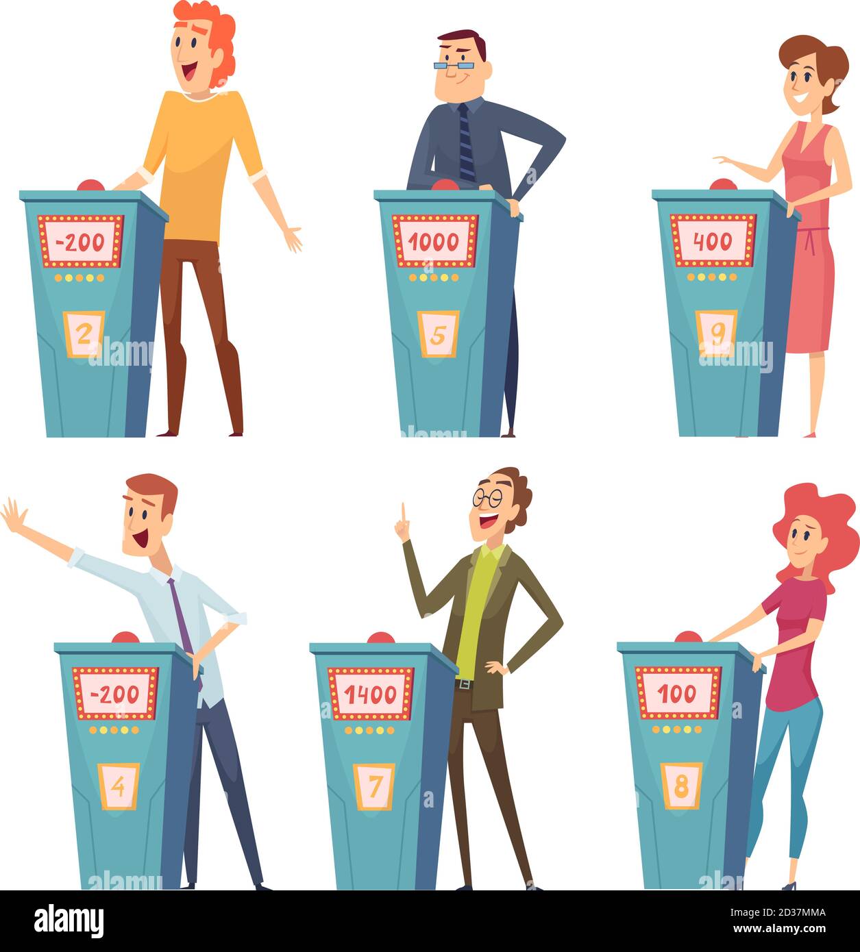 Quiz players. Tv show characters answer questions entertainment smart ...