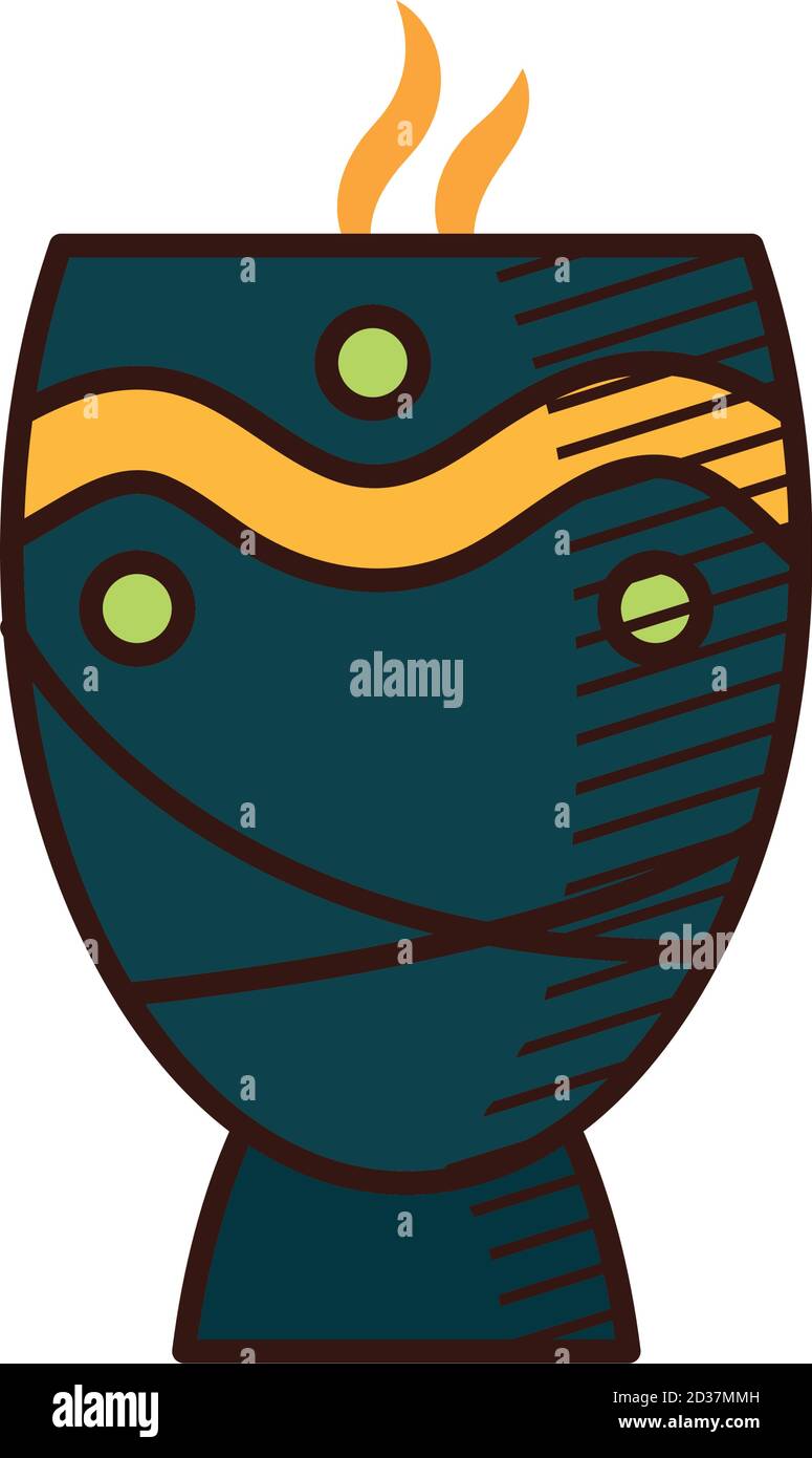 hot japanese tea cup over white background, hand draw style, vector ...