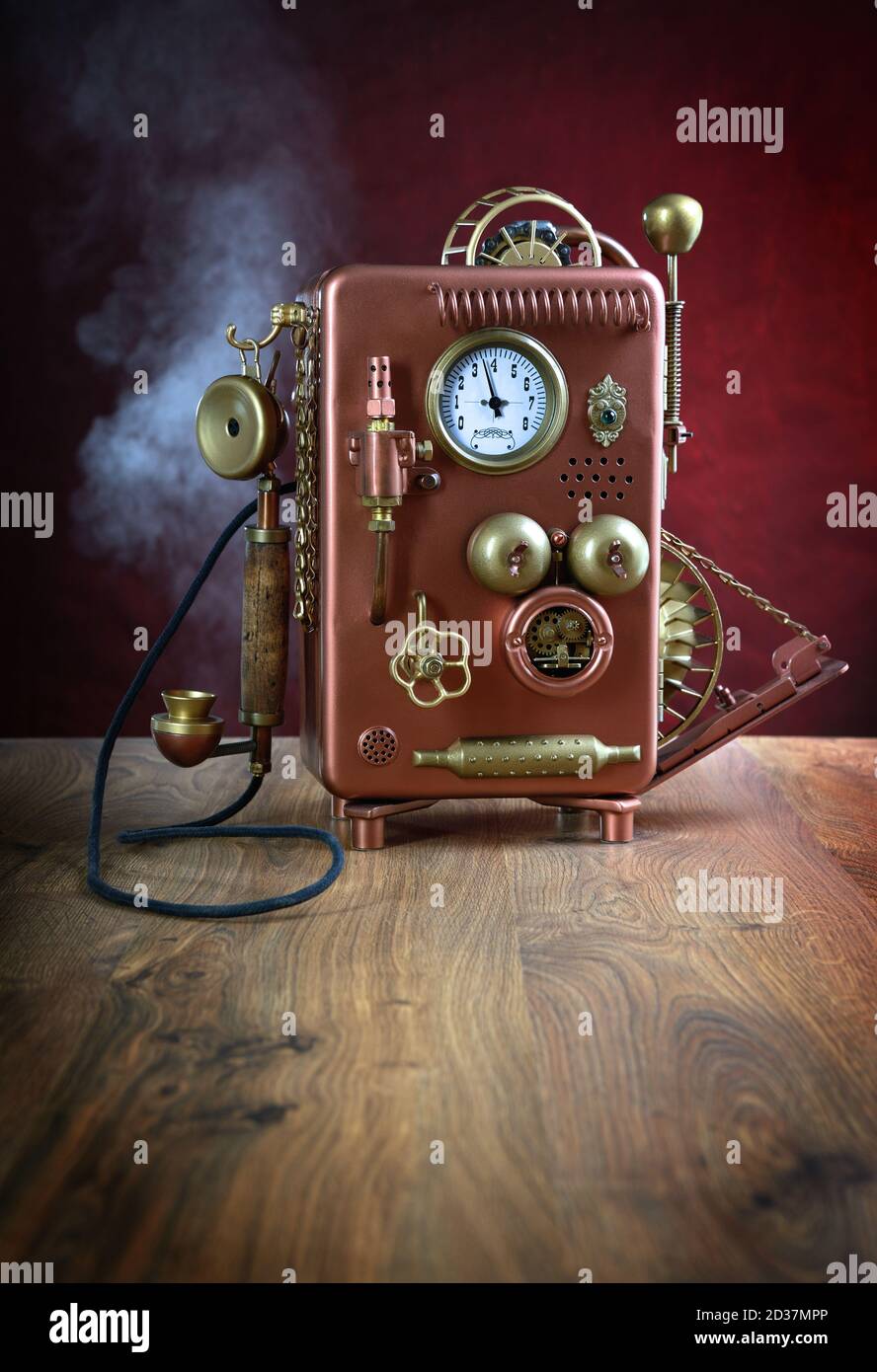 Steampunk style future Phone. Hand/home made model Stock Photo - Alamy
