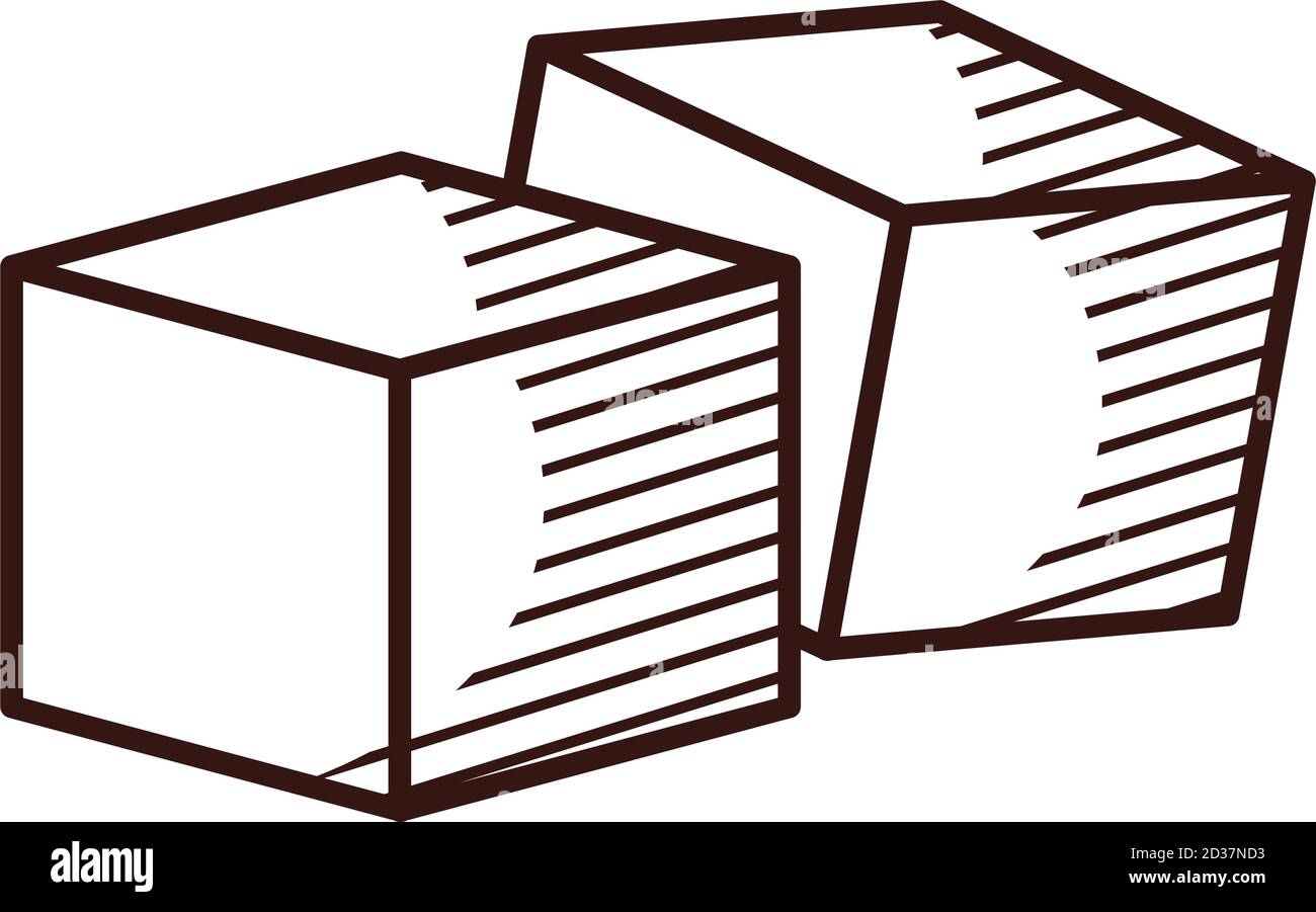 sugar cubes icon over white background, hand draw style, vector ...