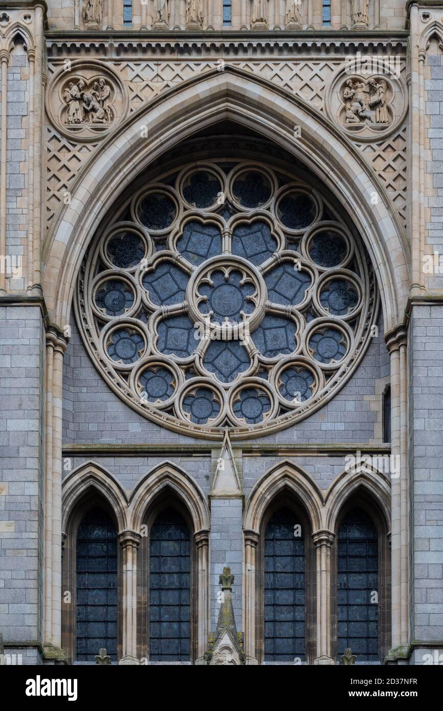 View of the West Rose window at the front of Truro cathedral in ...