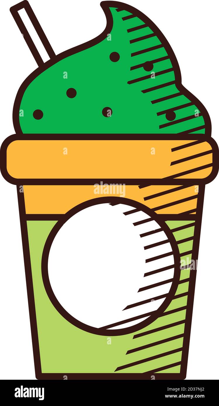 smoothie cup icon over white background, hand draw style, vector ...
