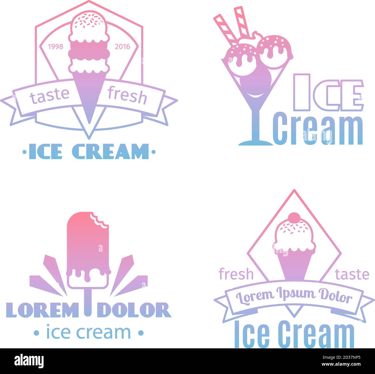 White ice cream logos for bakery, shop, menu, vector illustration Stock ...