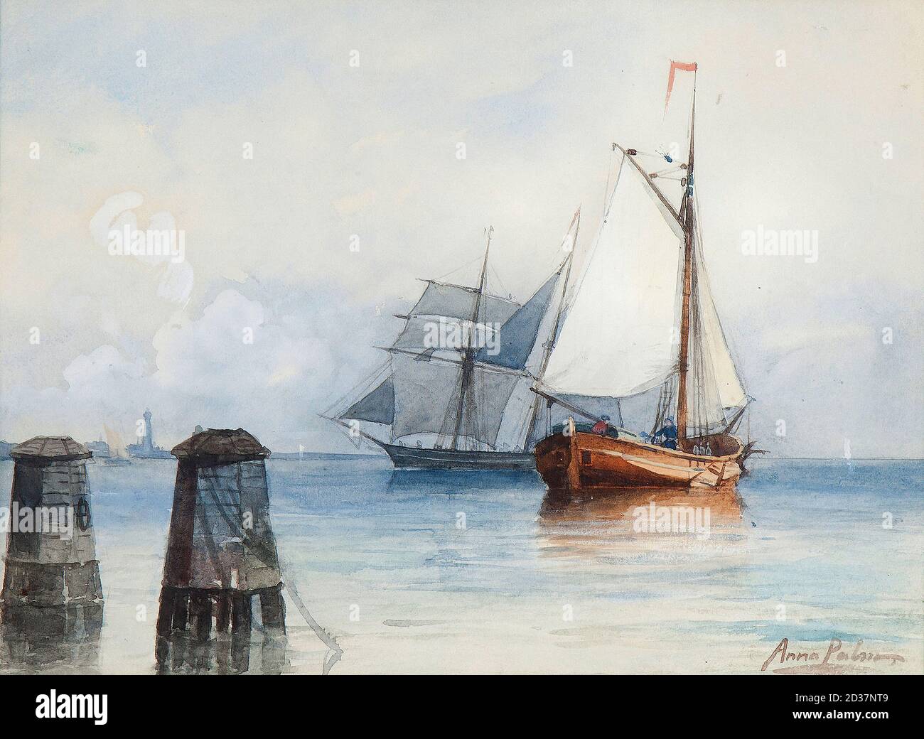 Palm De Rosa Anna - Batar På Redden - Swedish School - 19th Century ...