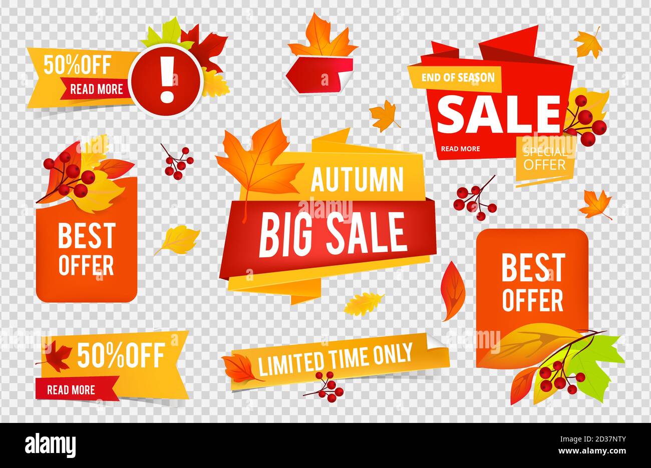 Autumn sale badges collection. Fall sales vector banners labels with ...
