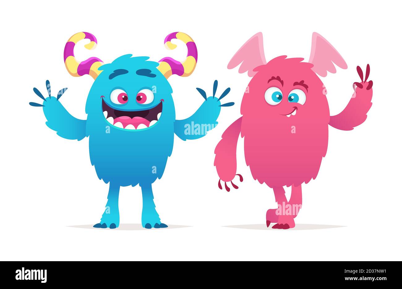 Cute monsters. Cartoon boy and girl monsters vector illustration ...