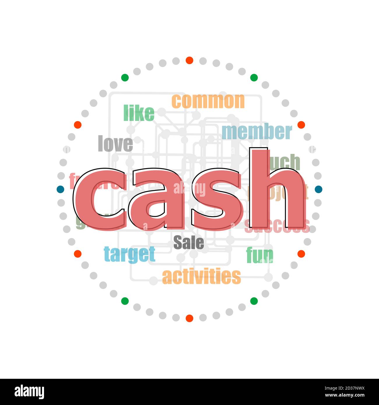 Text Cash. Business concept . Word collage with different association ...