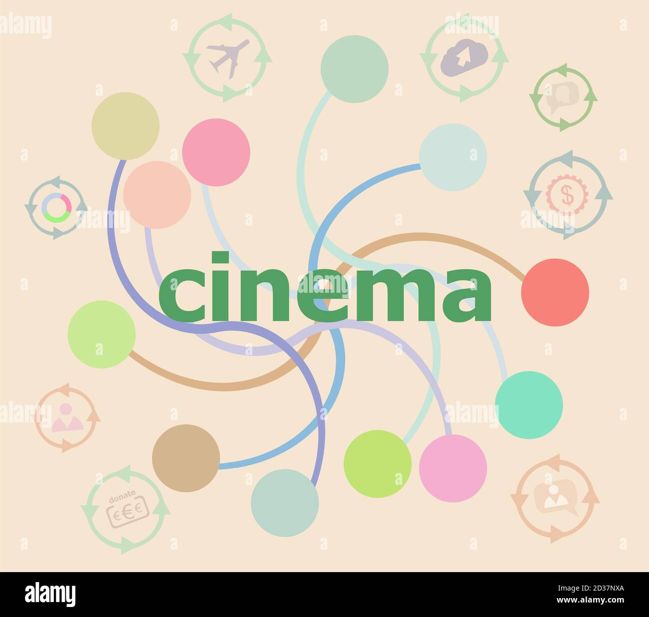 cinema word on digital screen. information concept . Futuristic graphic ...