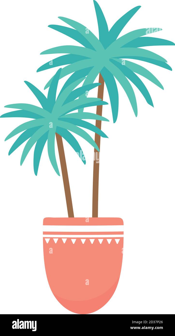 potted palms plant decoration isolated design white background vector ...