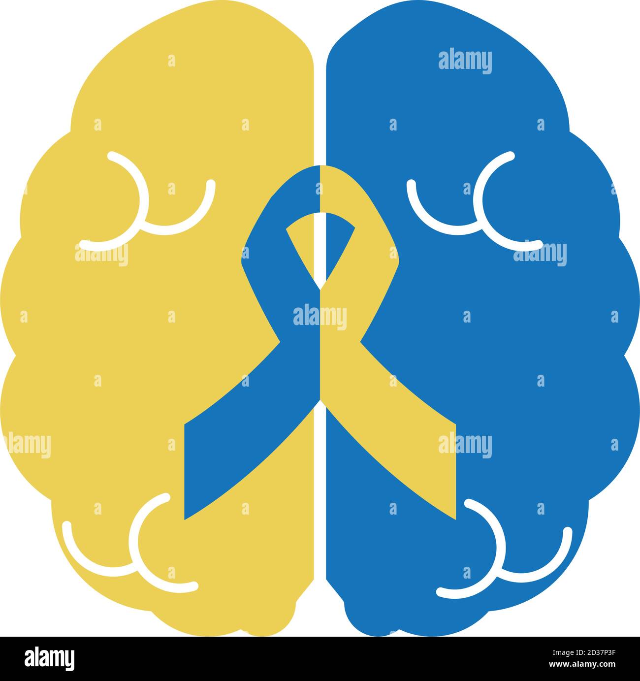 world down syndrome day, human brain with ribbon support vector ...
