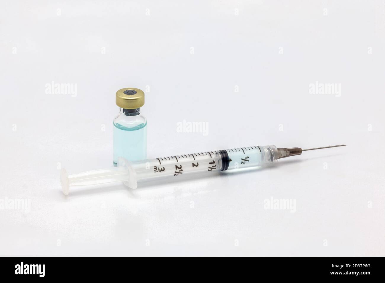 Isolated glass vaccine bottle with colored liquid and a full of colored ...