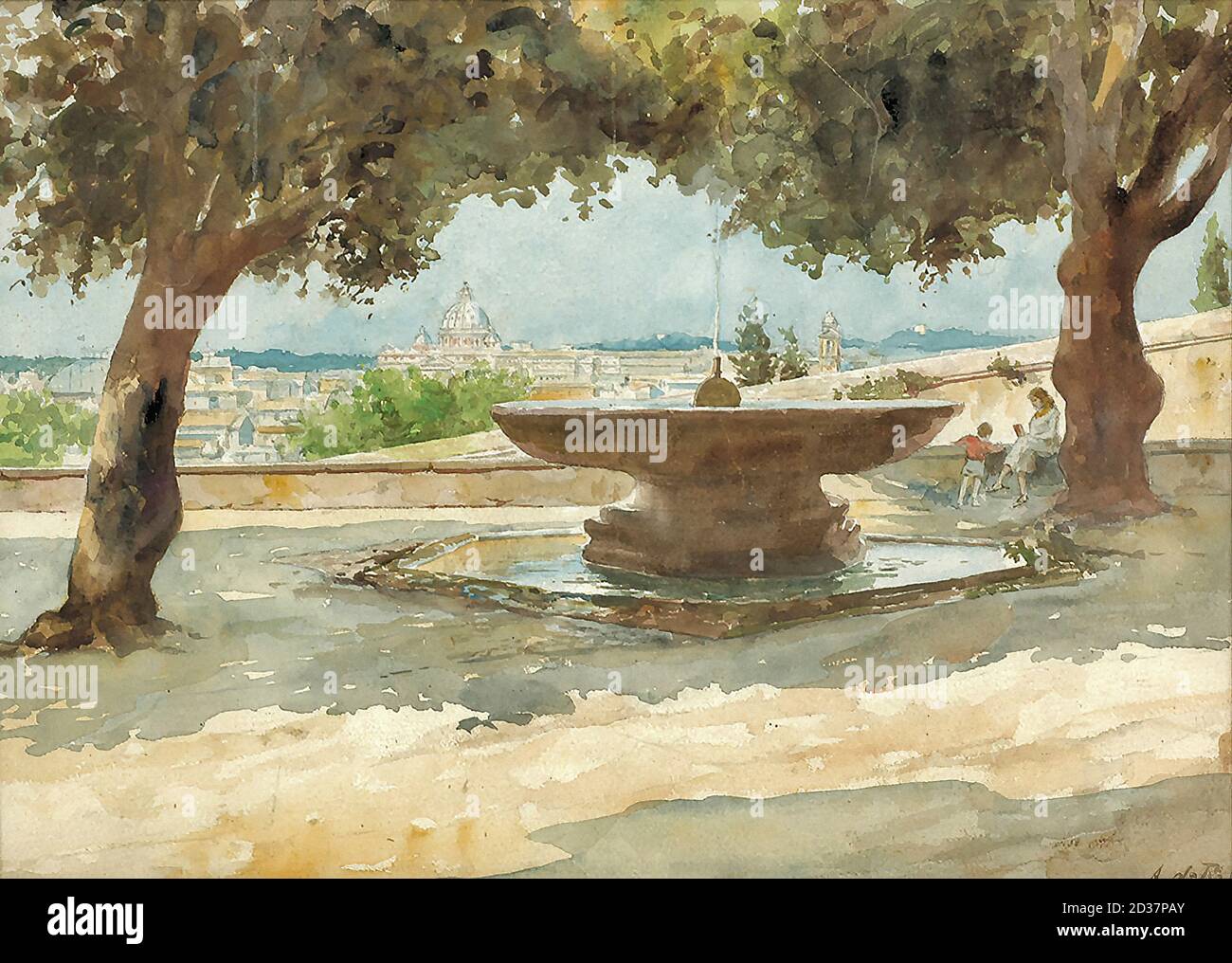 Palm De Rosa Anna - View of Rome - Swedish School - 19th Century Stock ...